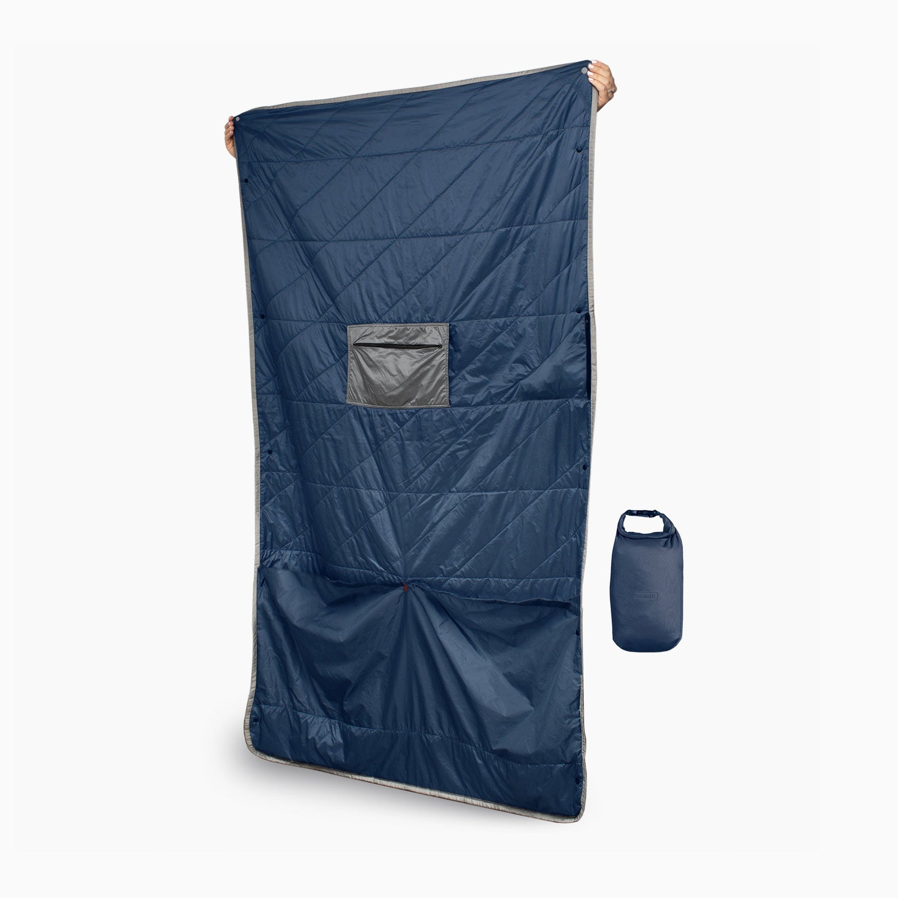Layover™ Compact Travel Blanket | Insulated & Packable | Blue | Gravel